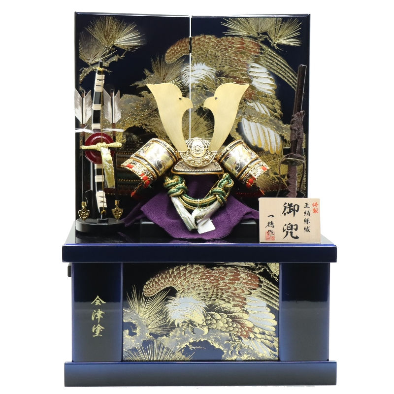 【楽天市場】五月人形 兜飾り収納飾 一徳作 10号 金彩松鷹 2024-yb118 幅45cm 端午の節句 節句 お祝い インテリア：さくらソレイユ 楽天市場店
