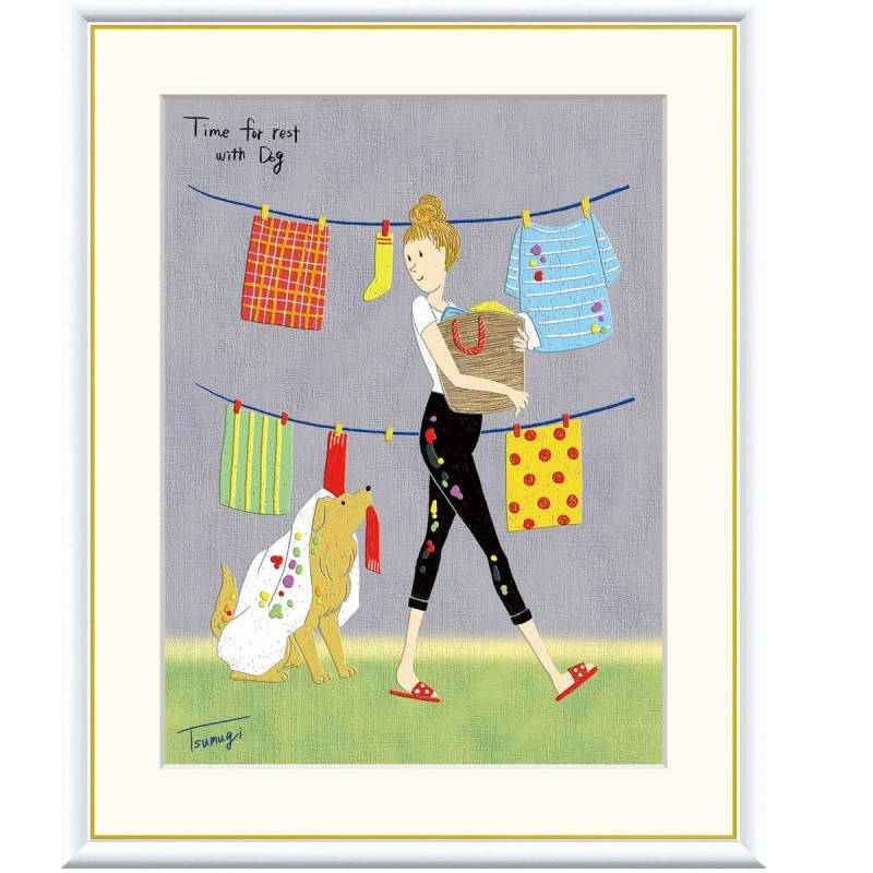 【楽天市場】額絵 山田つむぎ ランドリー f8・f6・f4サイズ Time for rest ～動物のいる暮らし～ Tsugumi gk-a5-j3n007（p73） （J3-N007 ...