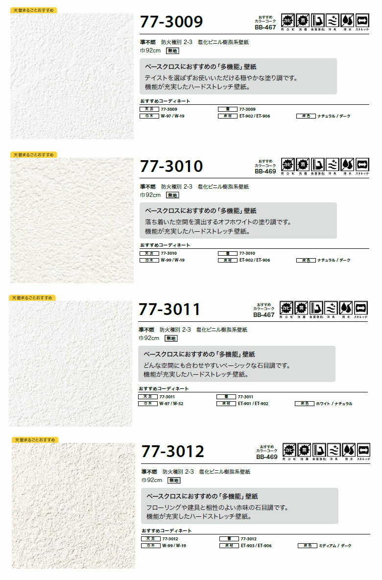 【楽天市場】壁紙 のり付き壁紙 クロス サンゲツ リフォームセレクション2022-2024 多機能の壁紙 77-3001～77-3015 ...
