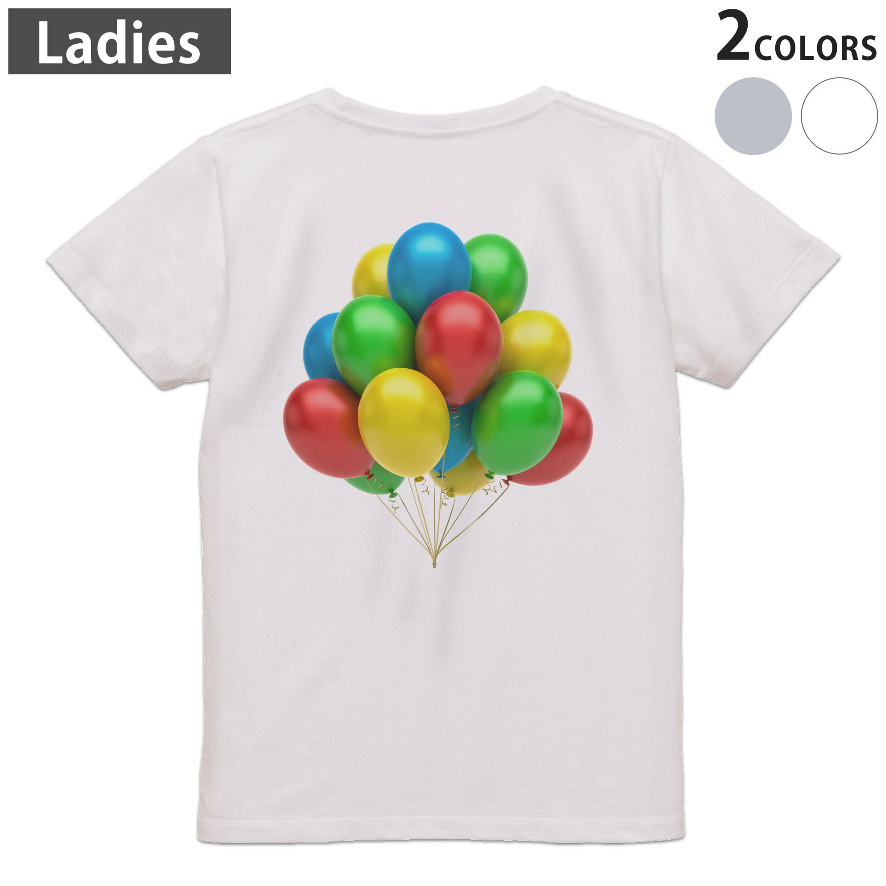 【楽天市場】Tシャツ レディース バックプリント 半袖 ホワイト グレー デザイン M Lティーシャツ T shirt 013711 風船 ...