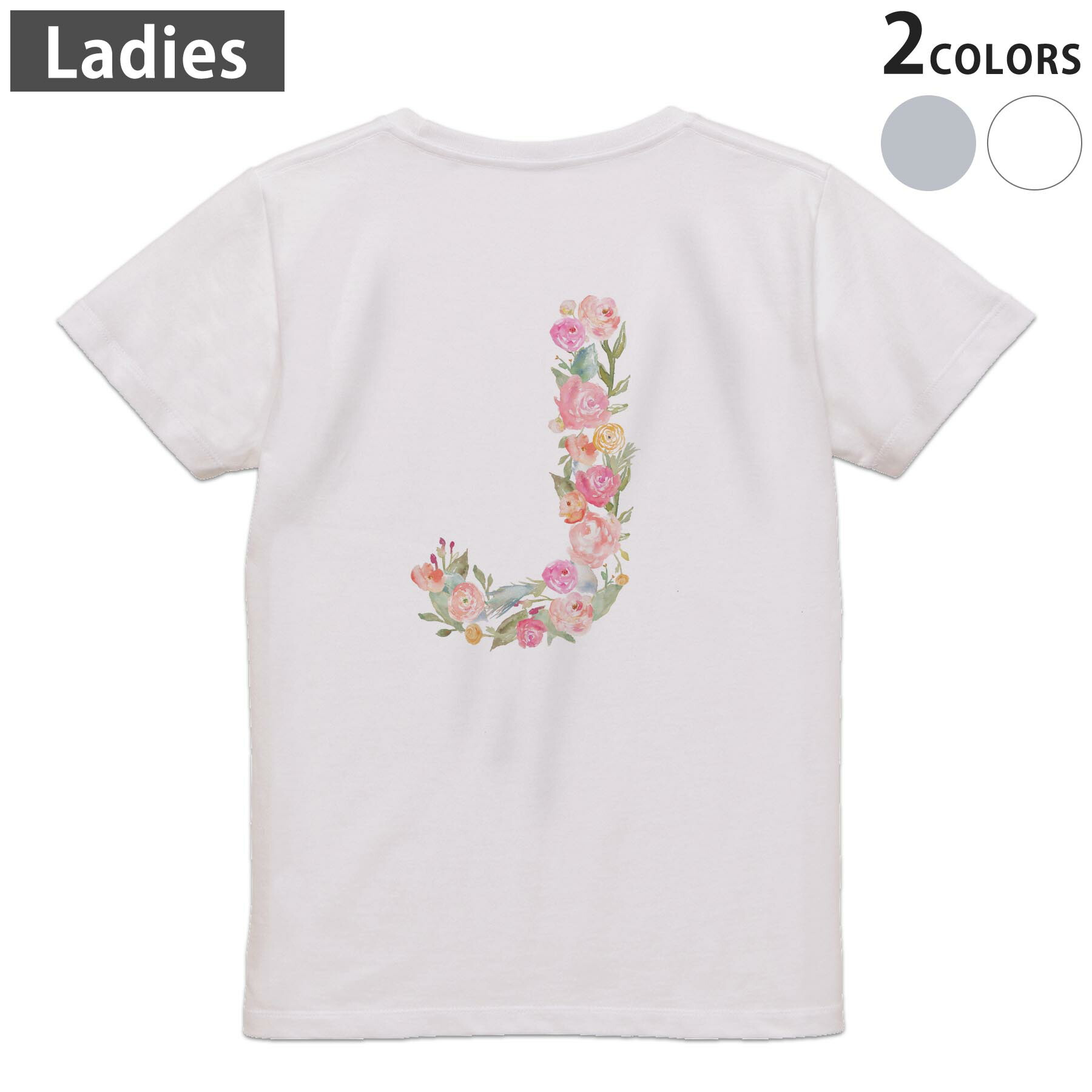 【楽天市場】Tシャツ レディース バックプリント 半袖 ホワイト グレー デザイン M Lティーシャツ T shirt 019489 文字 j ...
