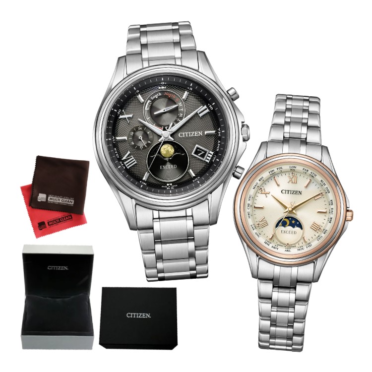 【楽天市場】（専用ペア箱入り・クロス付）シチズン CITIZEN 腕時計 BY1020-61E・EE1016-66A エクシード EXCEED ペアウォッチ ダイレクトフライト 月暈 ソーラー ...