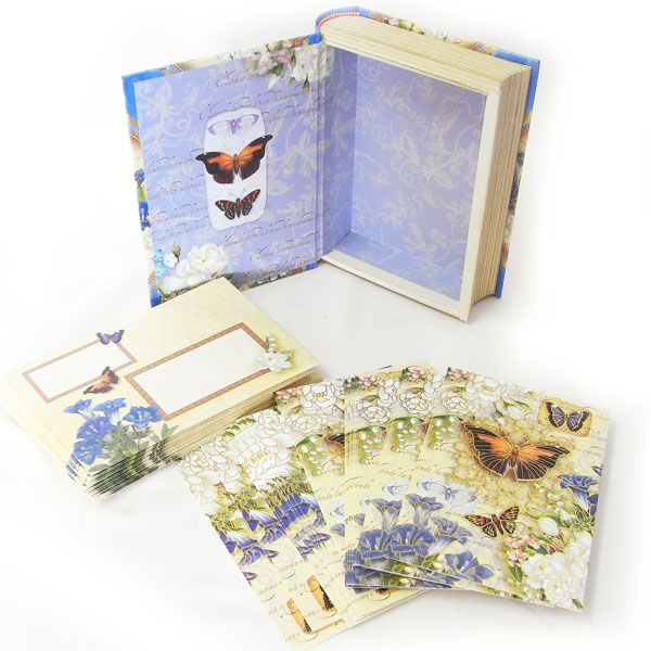 【楽天市場】[Punch Studio]BOOK型カードセット バタフライ ブルー 20枚セットパンチスタジオグリーティングカード・メッセージ ...