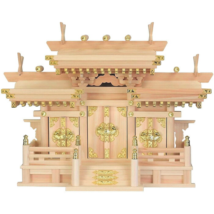 【楽天市場】神棚/東濃桧/マス組付き屋根違い三社-中/駿河：神棚のカネタ