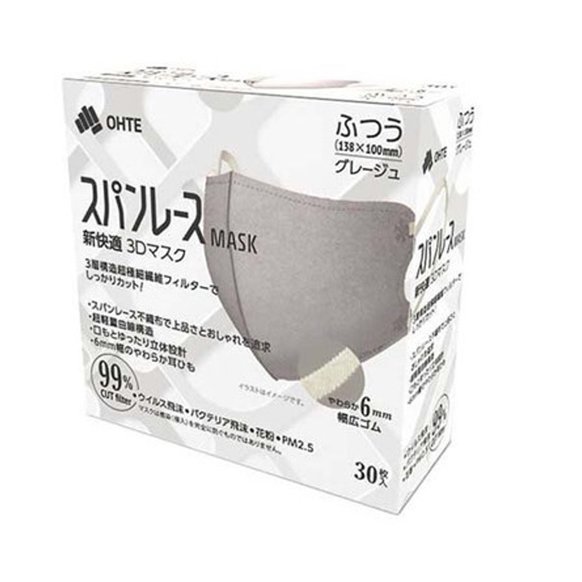 【楽天市場】【あわせ買い2999円以上で送料お得】三国堂 OHTE 新快適スパンレースマスク 30枚入 グレージュ ふつう：ホームライフ