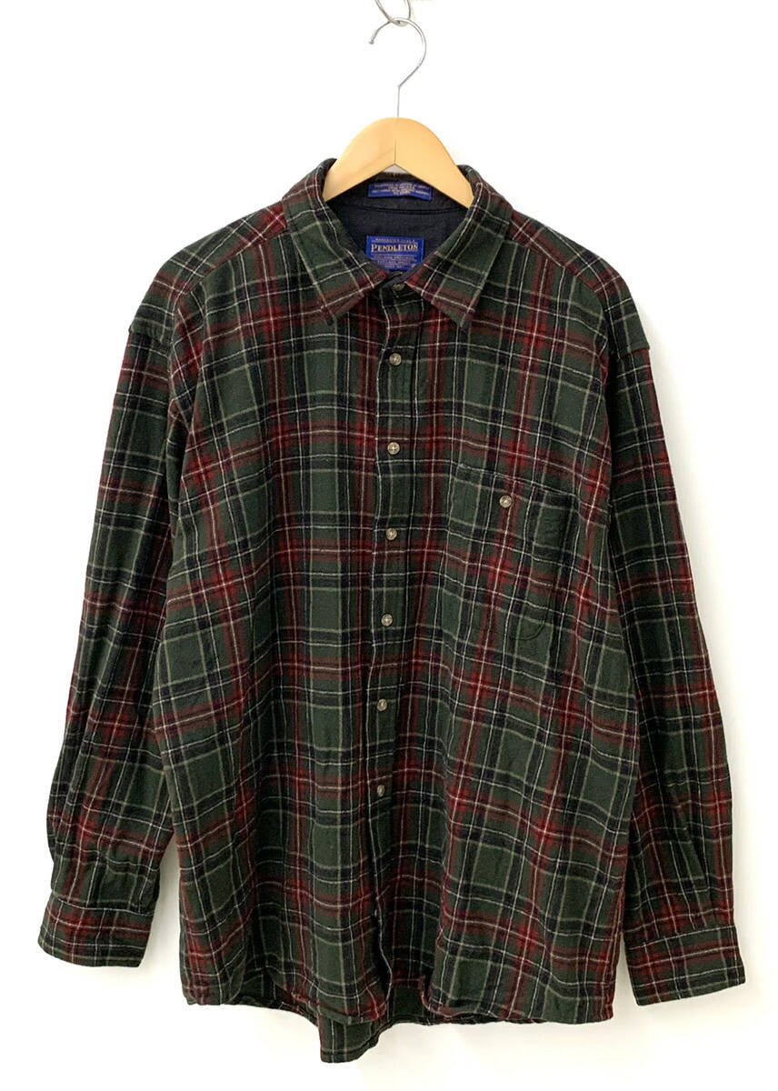 【楽天市場】【中古】ペンドルトン PENDLETON ネルシャツ ウールシャツ USA製 29685 長袖シャツ チェック グリーン LL ...