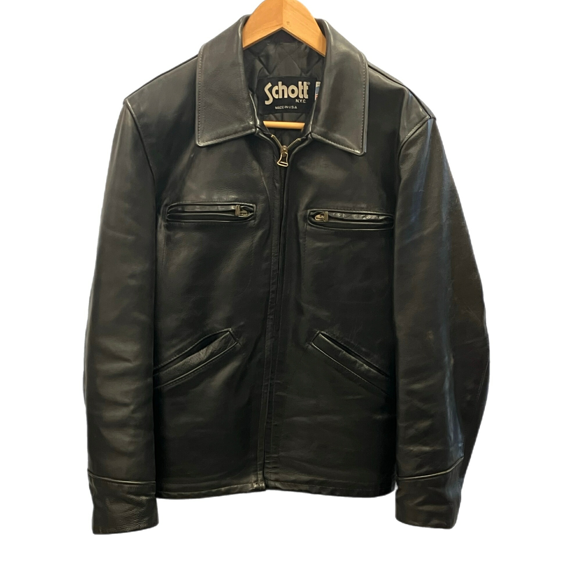 【楽天市場】【中古】ショット SCHOTT 襟付き MADE IN USA アメリカ製 643 シングルライダースジャケット レザージャケット 36 ジャケット ブラック Sサイズ 101MT ...