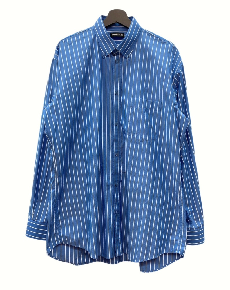 【楽天市場】【中古】 バレンシアガ BALENCIAGA Back Logo Stripe Shirt バック ロゴ ストライプ シャツ 長袖 ...