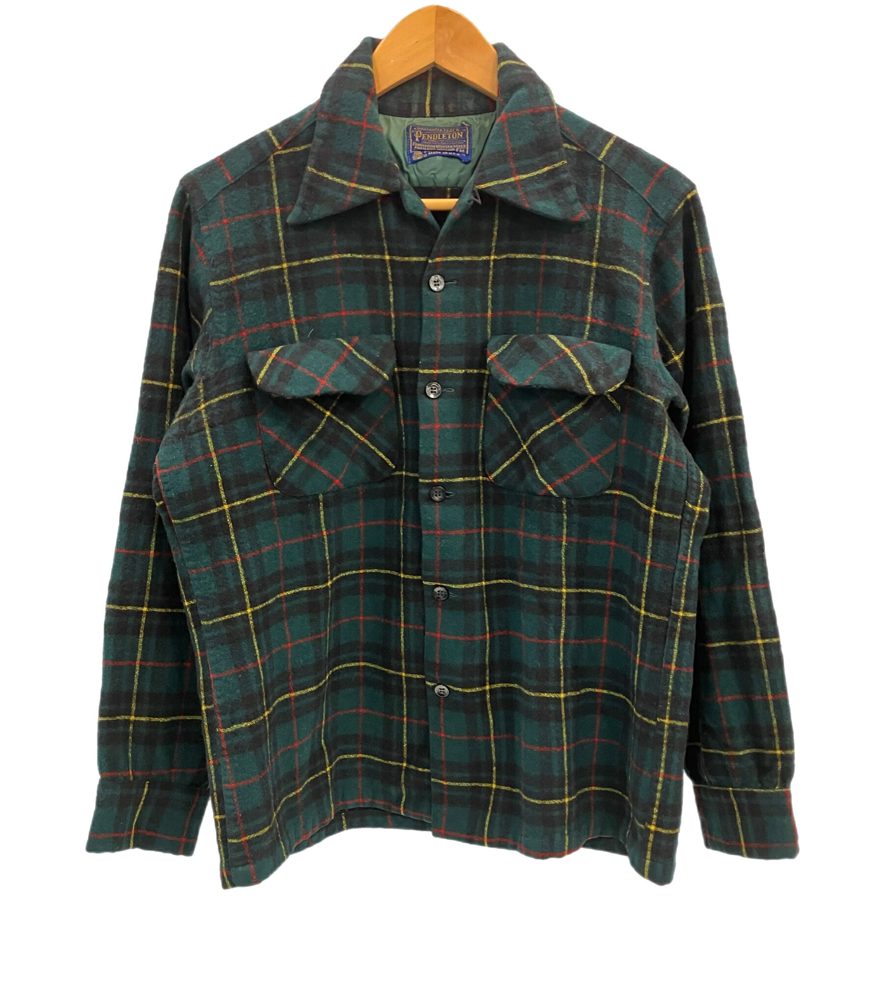【楽天市場】【中古】ペンドルトン PENDLETON 70's 70年代 WOOL ウール チェックシャツ ボードシャツ ネルシャツ 開襟 オープンカラー ボックス vintage ...