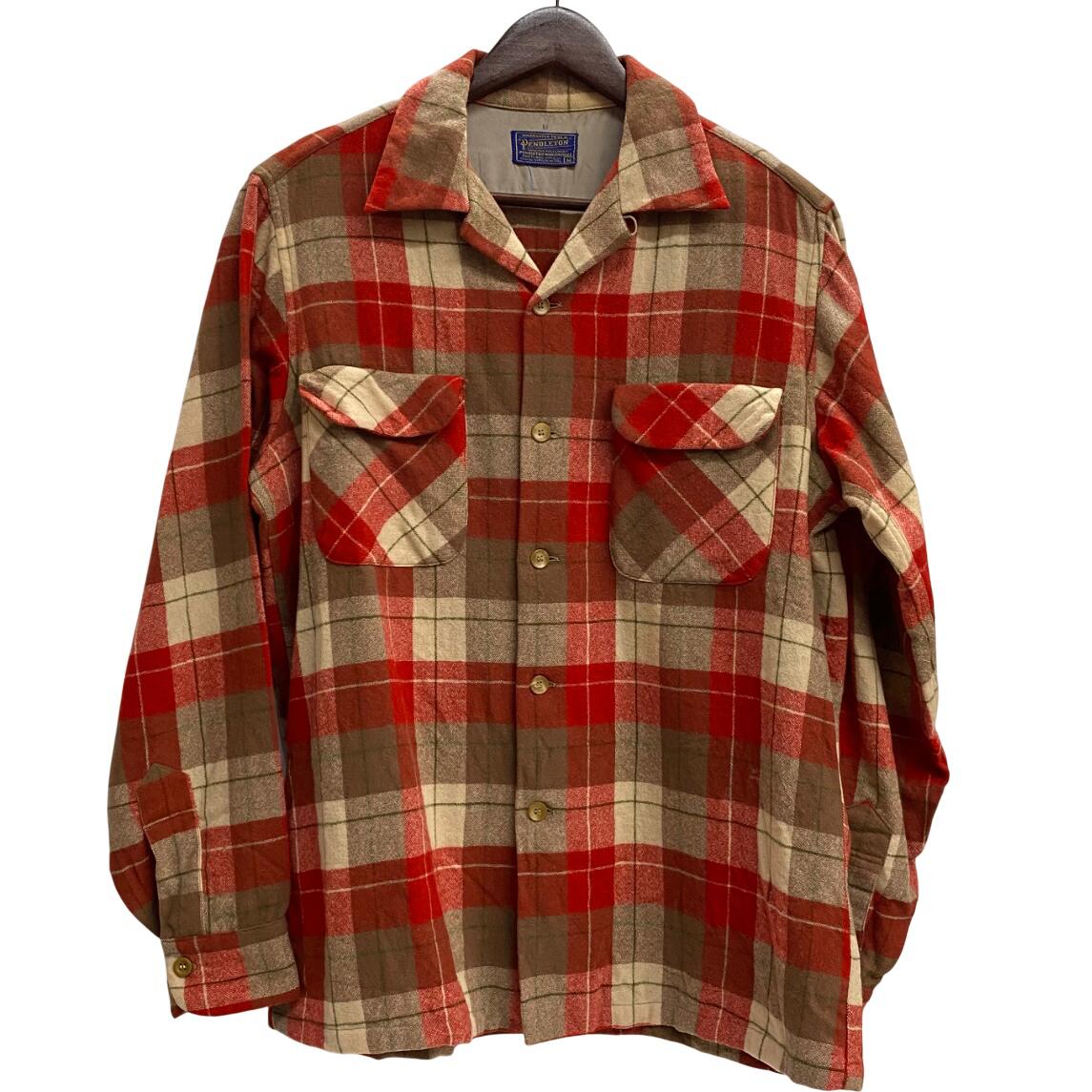 【楽天市場】【中古】ペンドルトン PENDLETON 50's オープンカラー ウール チェックシャツ 長袖シャツ レッド Mサイズ 201MT-3853 VB：ドンドンサガール