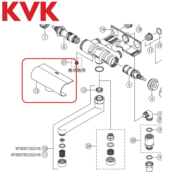 【楽天市場】KVK Z351781HS 水栓部品 カバー 撥水 λ：住設建材カナモンジャー