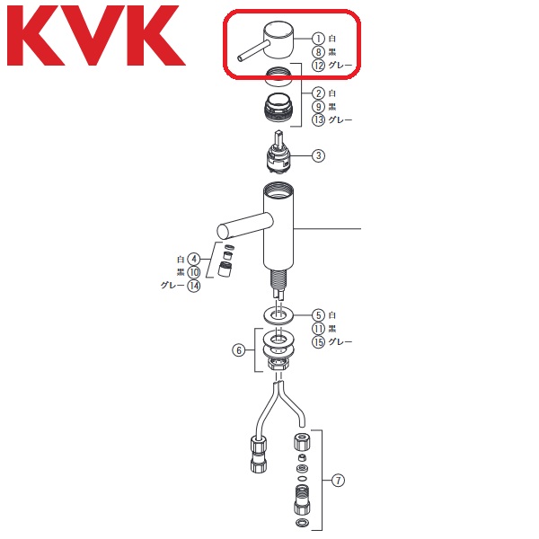 【楽天市場】KVK Z422463HD 水栓部材 レバーハンドル 白 λ：住設建材カナモンジャー