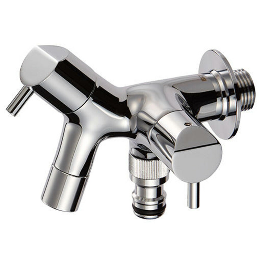 【楽天市場】屋外水栓 二口水栓蛇口 KS-SJ04 ニッケルクロムメッキ 青銅 黄銅：カネマサ金物