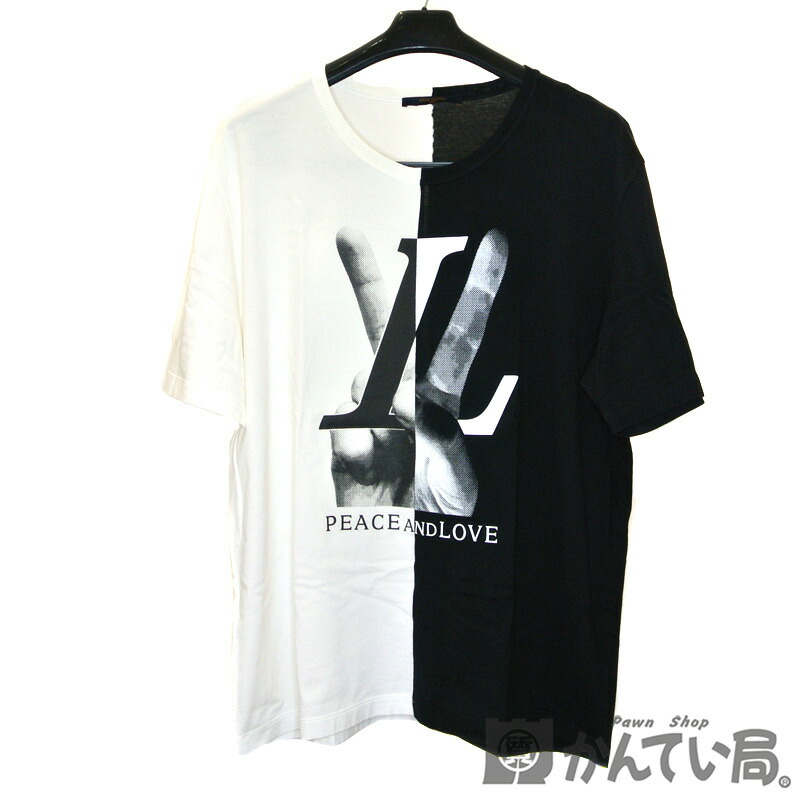 【楽天市場】LOUIS VUITTON【ルイ・ヴィトン】Tシャツ バイカラー 半袖 ピースアンドラブ ロゴ ブラック×ホワイト サイズ：XXL ...