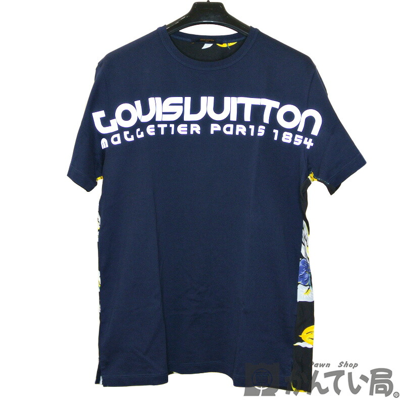 【楽天市場】LOUIS VUITTON【ルイ・ヴィトン】Tシャツ 半袖 ネイビー系 ロゴ 花柄 コットン×レーヨン サイズ：XL メンズ【中古 ...