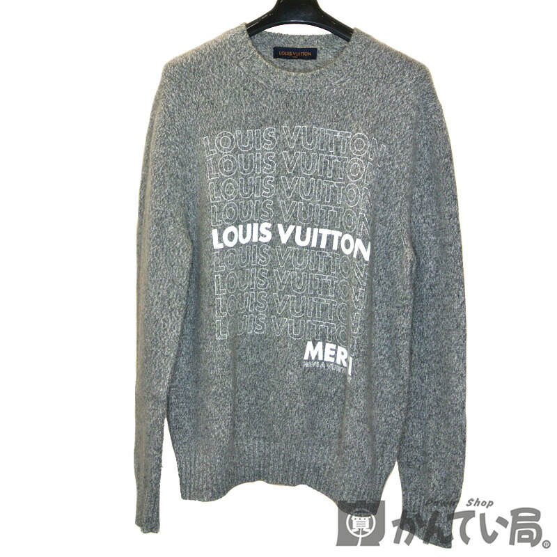 【楽天市場】LOUIS VUITTON【ルイ・ヴィトン】ニットセーター LVリスト MERCI ロゴ グレー系 カシミヤ コットン サイズ ...