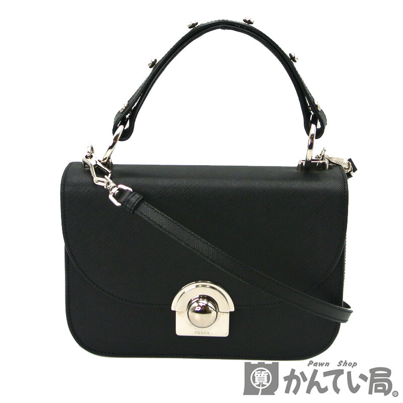 【楽天市場】PRADA【プラダ】ショルダーバッグ サフィアーノレザー NERO ブラック シルバー 2WAYバッグ 1BD030【中古 ...