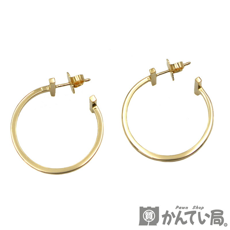 【楽天市場】TIFFANY&Co.【ティファニー】Tワイヤー フープ ピアス ミィディアム Au750 K18YG イエローゴールド ...