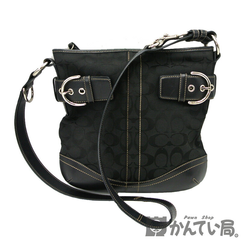 【楽天市場】COACH【コーチ】ショルダーバッグ シグネチャー キャンバス レザー ブラック 鞄 レディース 3574【中古】 USED-B ...