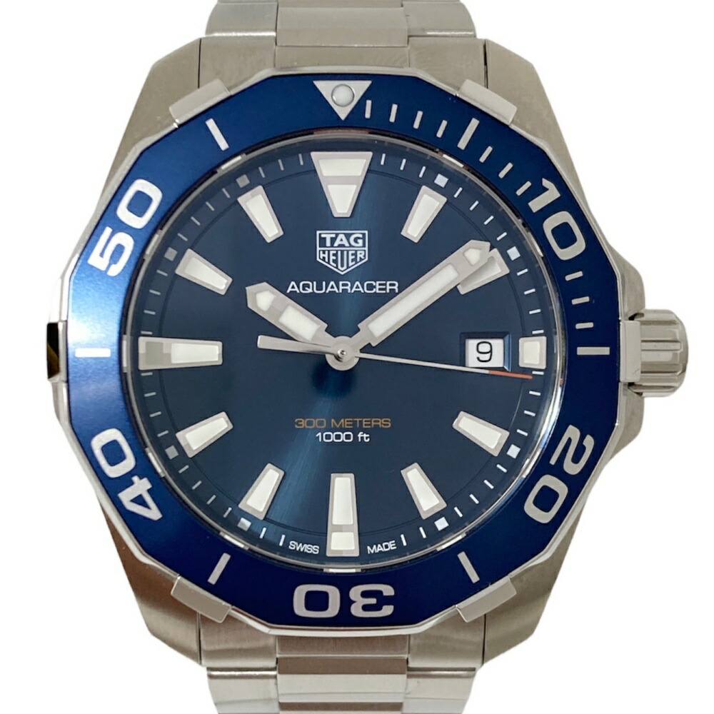 【楽天市場】【中古】 TAG HEUER タグホイヤー WAY111c アクアレーサー クオーツ メンズ 腕時計 ステンレス 青文字盤 ...