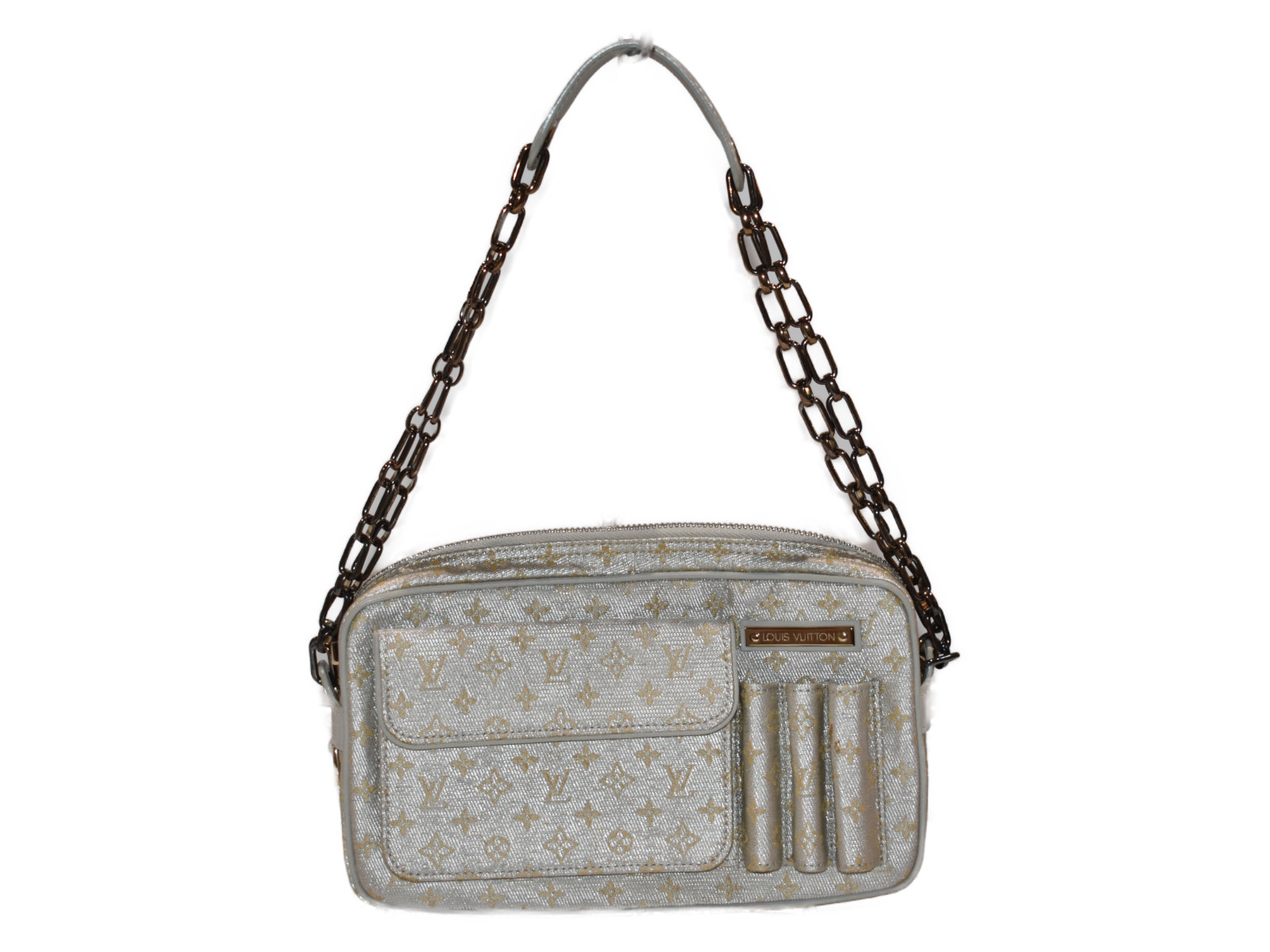 【楽天市場】LOUISVUITTON マッケンナ M92362 シルバー系 キャンバス ハンドバッグ チェーンバッグ 小さいバッグ LV ...