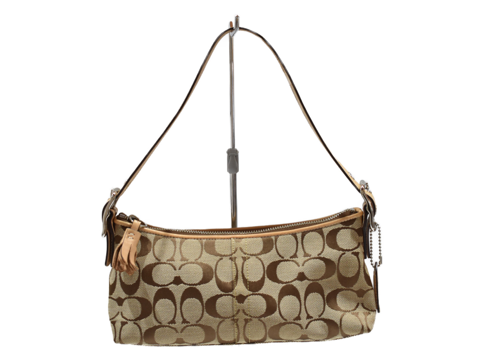 【楽天市場】COACHシグネチャー ハンドバッグ 8K01 ベーシュ系 キャンバス×レザー シンプル カジュアル おしゃれ コンパクト レディース【中古】松山久万ノ台店：かんてい局松前R56号店