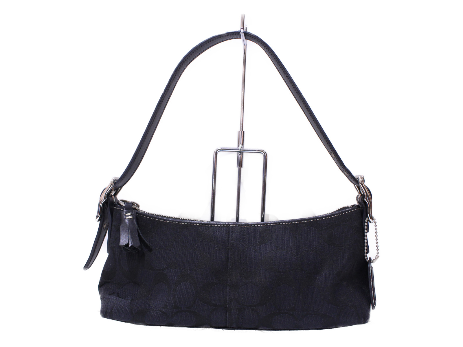 【楽天市場】COACH コーチ シグネチャーポーチ 8K01 ハンドバッグ キャンバス×レザー ブラック レディース ギフト プレゼント包装可【中古】松前R56号店：かんてい局松前R56号店