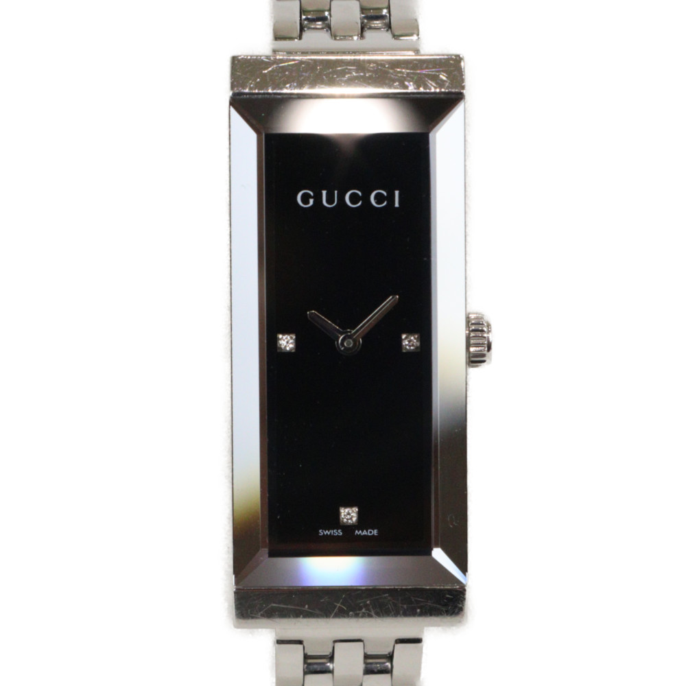 【楽天市場】【BTC済み】GUCCI グッチ Gフレーム YA127504 クオーツ 3Pダイヤモンド SS ブラック レディース 腕時計 ...