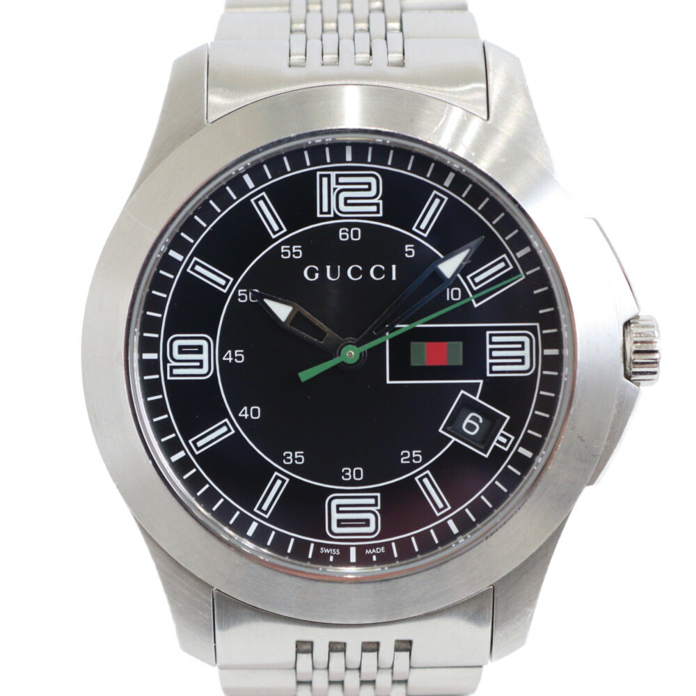 【楽天市場】【販売証明書有】GUCCI グッチ Gタイムレス YA126201 クオーツ デイト SS ブラック メンズ 腕時計【中古】松前R56号店：かんてい局松前R56号店