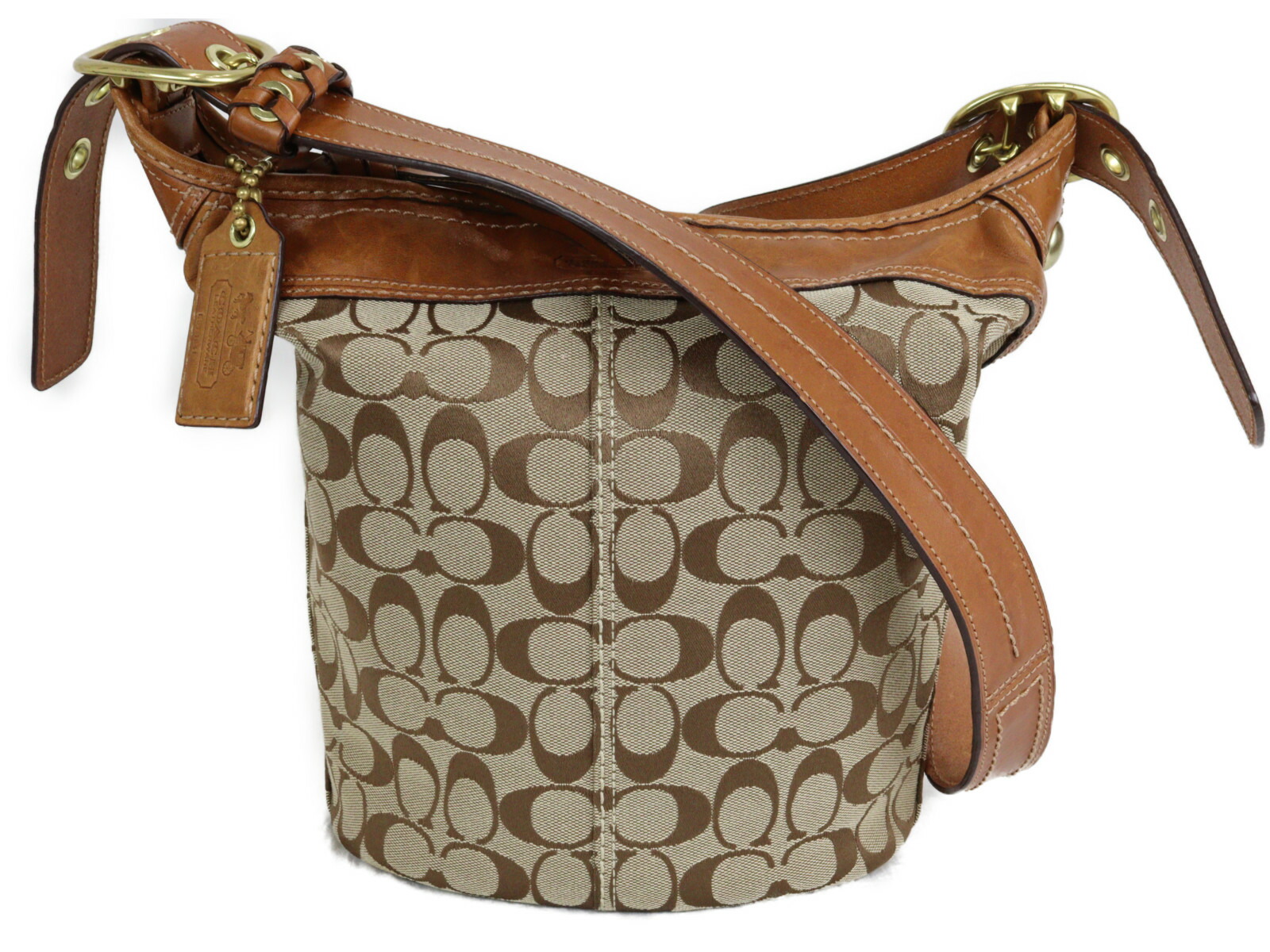 【楽天市場】COACH コーチ シグネチャーショルダーバッグ 11437 キャンバス×レザー ブラウン シンプル レディース ギフト ...