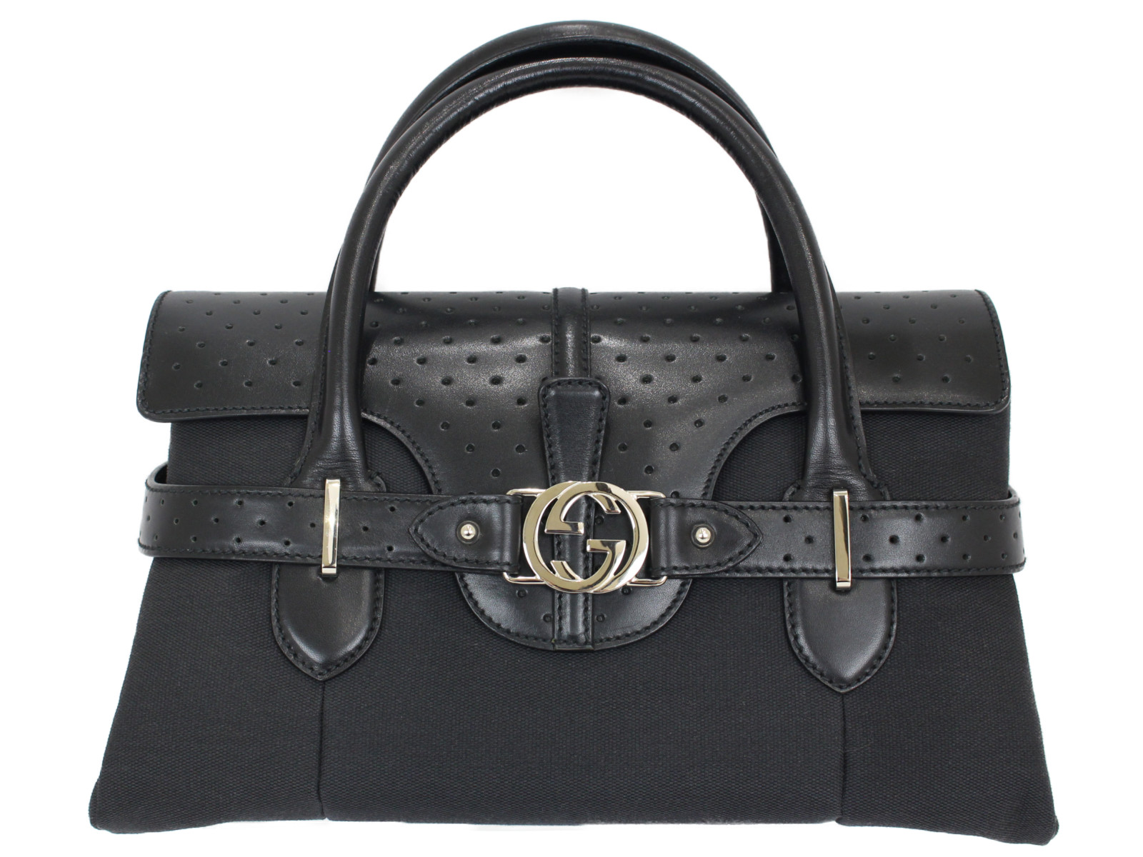 【楽天市場】GUCCI グッチ ダブルG ハンドバッグ 114889 ブラック キャンバス×レザー レディース ギフト プレゼント包装可【中古】松前R56号店：かんてい局松前R56号店