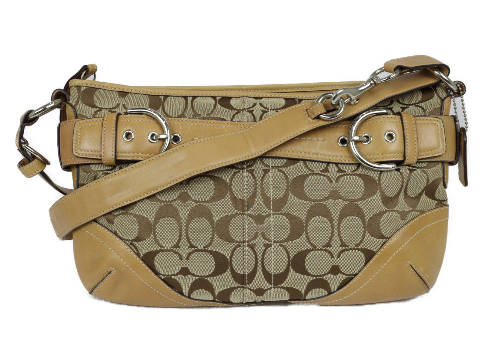 【楽天市場】COACH コーチ ショルダーバッグ 07077 シグネチャー ベージュ キャンバス×レザー シンプル レディース ギフト プレゼント包装可【中古】松前R56号店：かんてい局松前R56号店