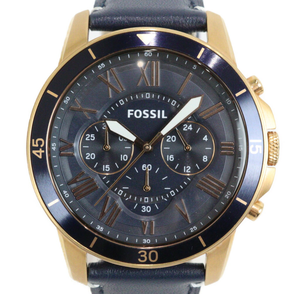 【楽天市場】【電池交換済】FOSSIL フォッシル グランド スポーツ クロノグラフ ブルーレザー ウォッチ FS5237 クオーツ SS ...