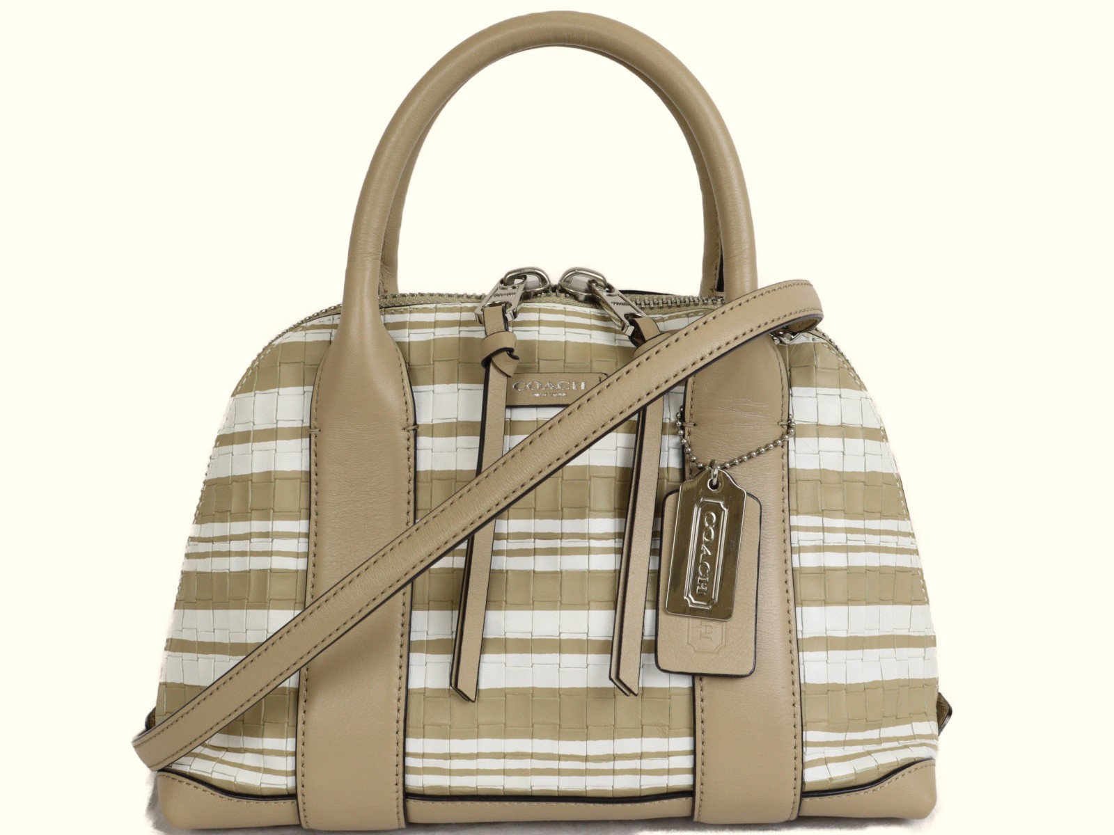 【楽天市場】COACH コーチ 2WAYバッグ 31003 ハンドバッグ ショルダーバッグ ベージュ×ホワイト シンプル レディース ギフト プレゼント包装可【中古】松前R56号店：かんてい局 ...