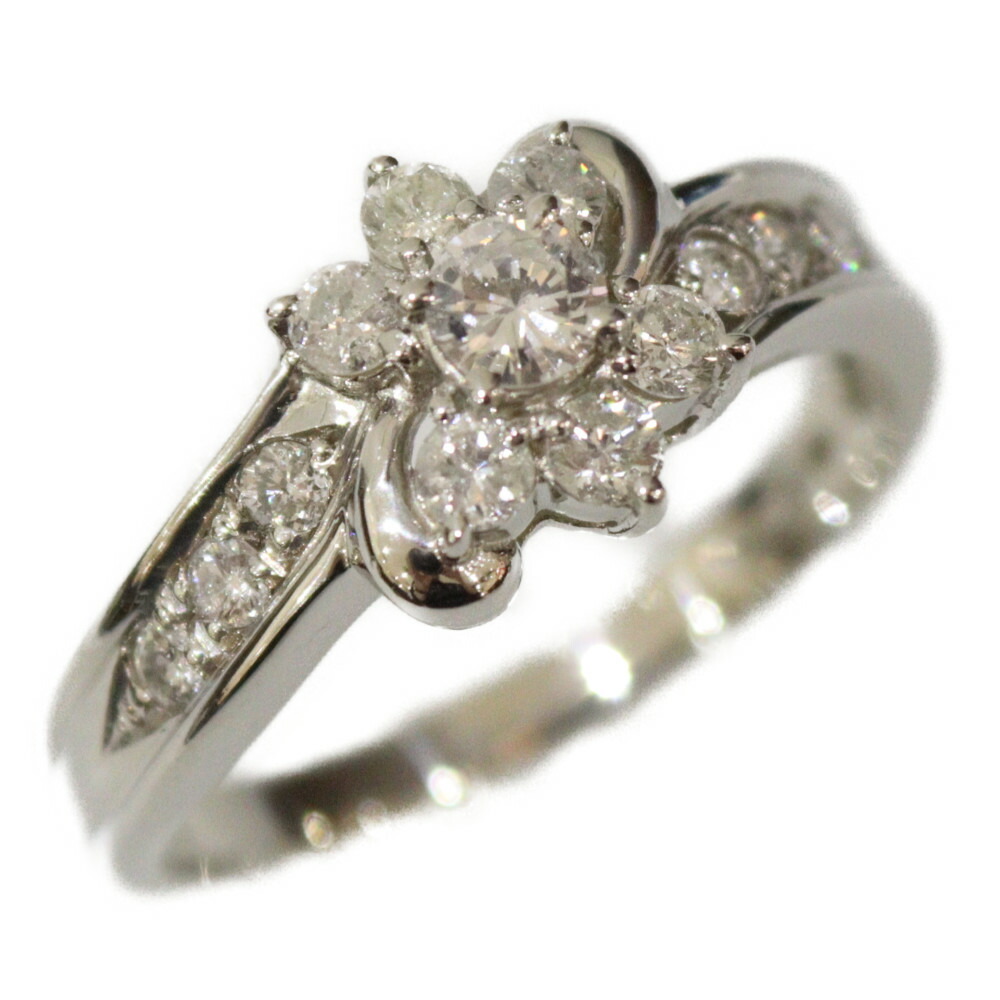 【楽天市場】【ポリッシュ済】Pt850 プラチナ リング フラワー 花 ダイヤモンド D0.56ct 14.5号 4.5g レディース 指輪 ジュエリー プレゼント包装可 ギフト【中古】松前 ...