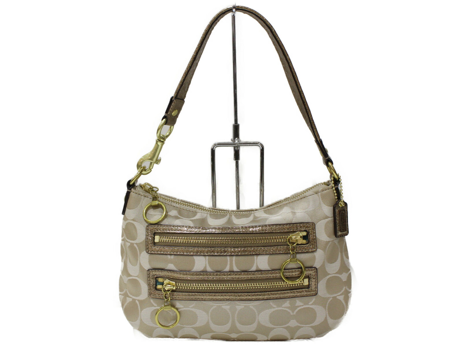 【楽天市場】COACH コーチ ワンショルダーバッグ ハンドバッグ POPPY ポピー シャンパンゴールド キャンバス×レザー レディース ギフト プレゼント包装可【中古】松前R56号店 ...