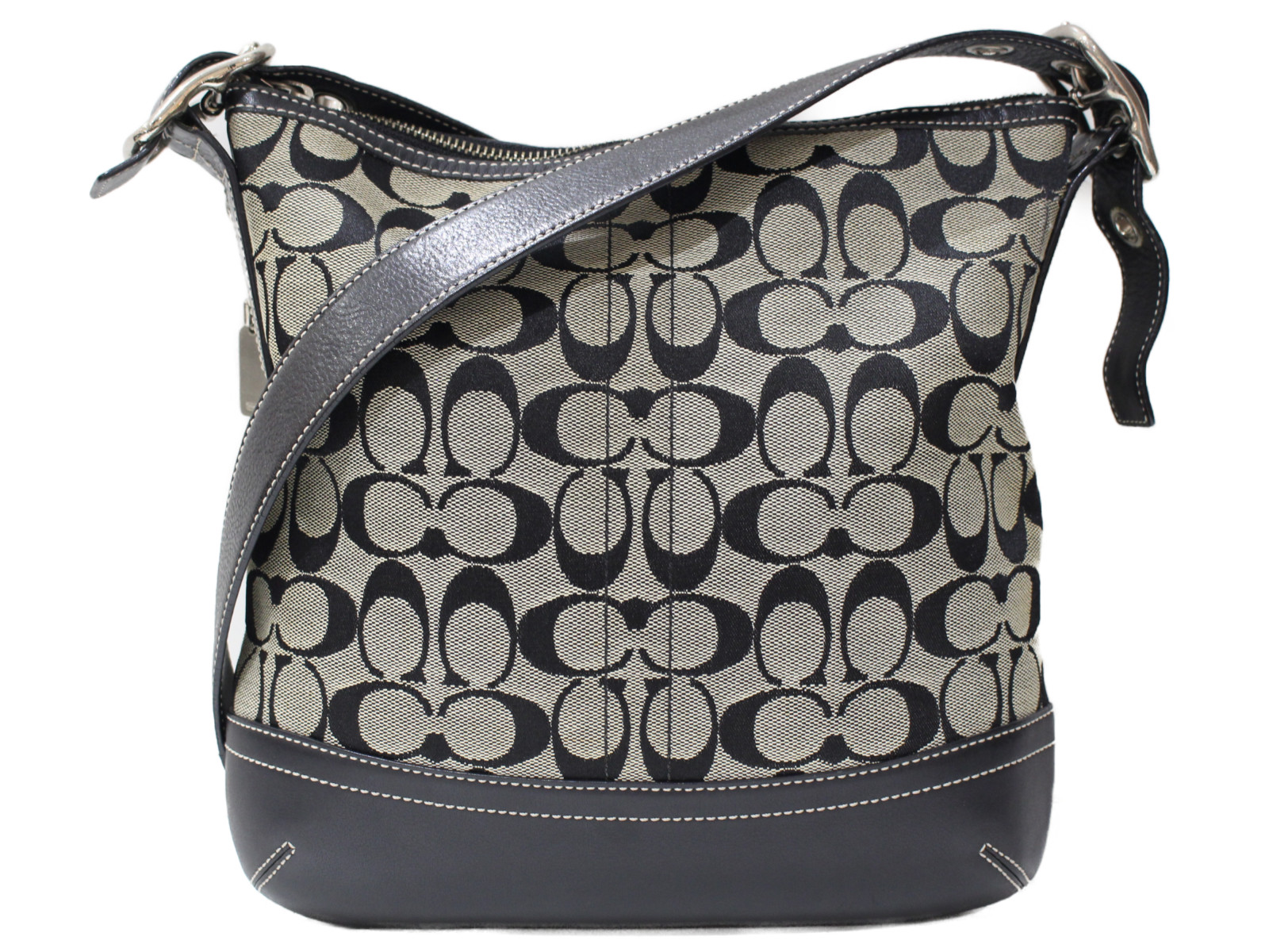 【楽天市場】COACH コーチ ショルダーバッグ 9362 シグネチャー ブラック×グレー キャンバス×レザー レディース ギフト プレゼント包装可【中古】松前R56号店：かんてい局松前R56号店