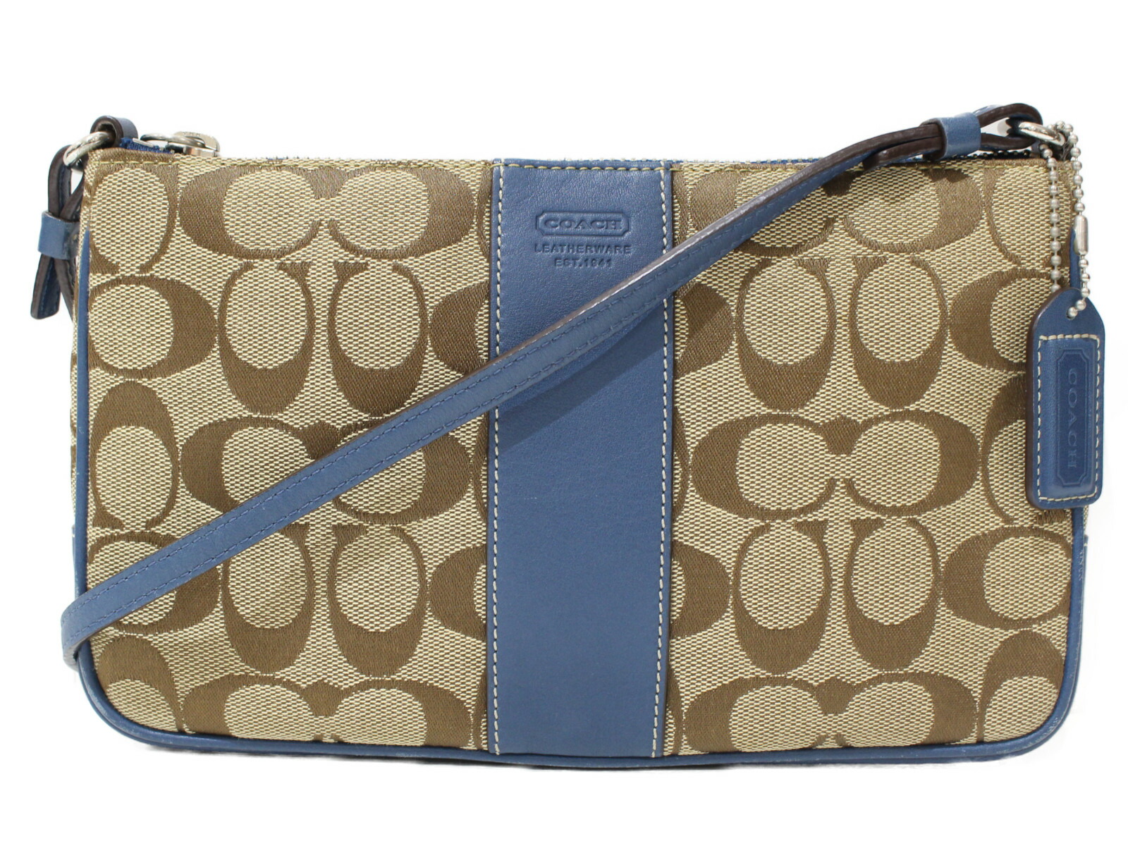 【楽天市場】COACH コーチ ショルダーバッグ 6338 ポシェット シグネチャー ベージュ×ブルー キャンバス×レザー レディース ギフト プレゼント包装可【中古】松前R56号店：かんてい ...