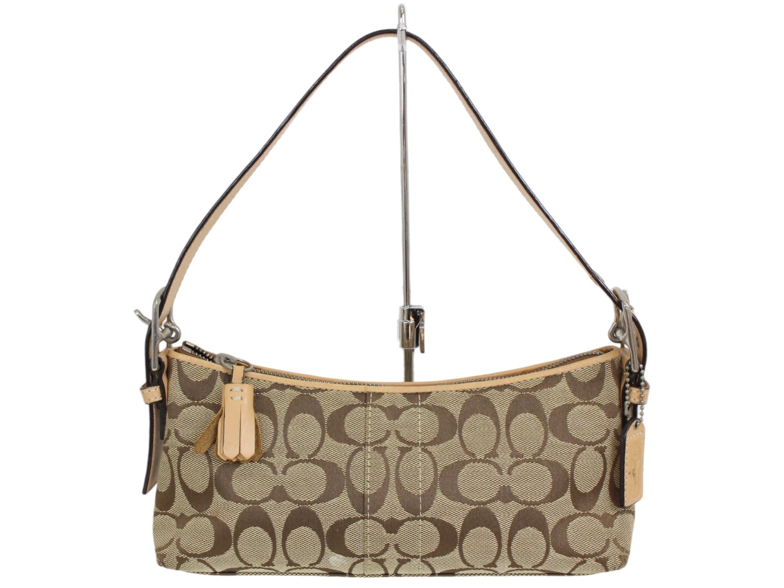 【楽天市場】COACH コーチ シグネチャー ワンショルダーバッグ ハンドバッグ 6371 キャンバス レザー ミニ 小さめ ベージュ レディース ユニセックス 人気 ブランド 定番 ギフト ...