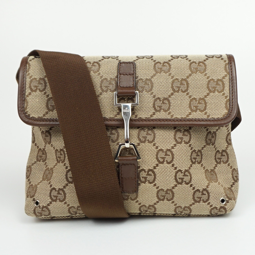 【楽天市場】GUCCI グッチ 92543 ボディバッグ ベージュ/ブラウン GGキャンバス×レザー ウエストバッグ 斜め掛けバッグ メンズ ...