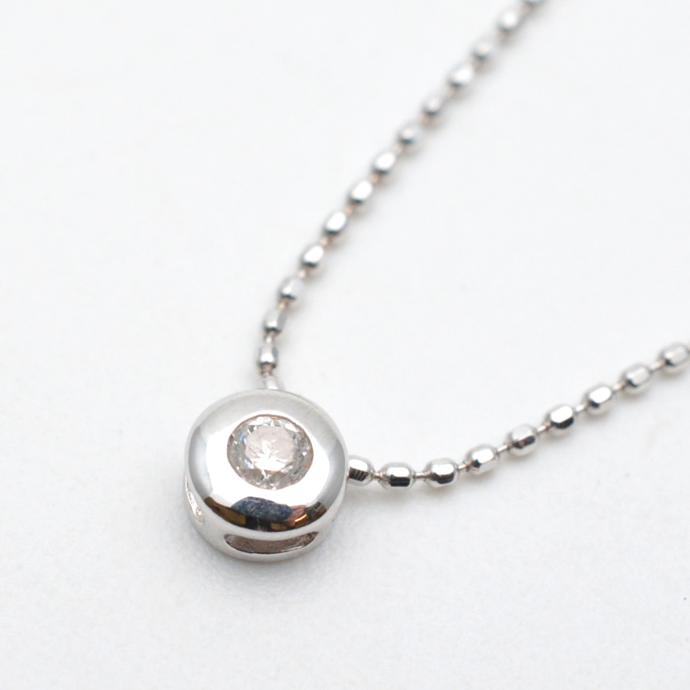 【楽天市場】K14WG ダイヤネックレス ホワイトゴールド ダイヤモンド0.05ct チェーン約40cm 重量約1.2g ペンダント ジュエリー アクセサリー レディース 【中古】：質屋 ...