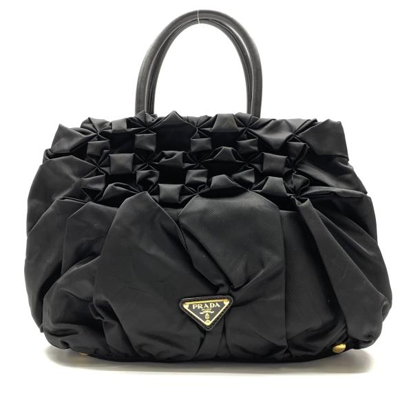 【楽天市場】PRADA プラダ BN1701 ナイロン ハンド トートバッグ 黒 ブラック ギャザー プリーツ 三角ロゴ 手提げ レディース ...