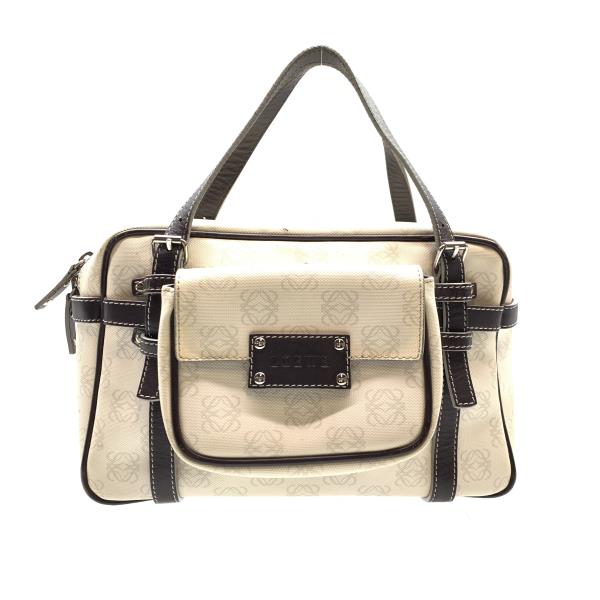 【楽天市場】LOEWE ロエベ 290410 アナグラム ハンドバッグ ファスナー開閉 オフホワイト ブラウン 白 茶色 レディース かばん ...