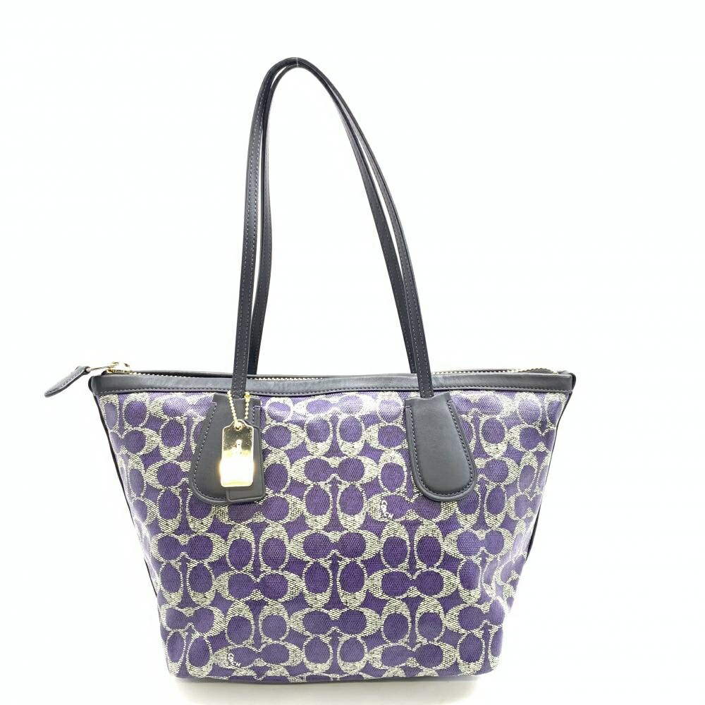 【楽天市場】COACH コーチ 33508 トートバッグ ショルダーバッグ 肩掛け シグネチャー パープル ブラック ファスナー開閉 ...