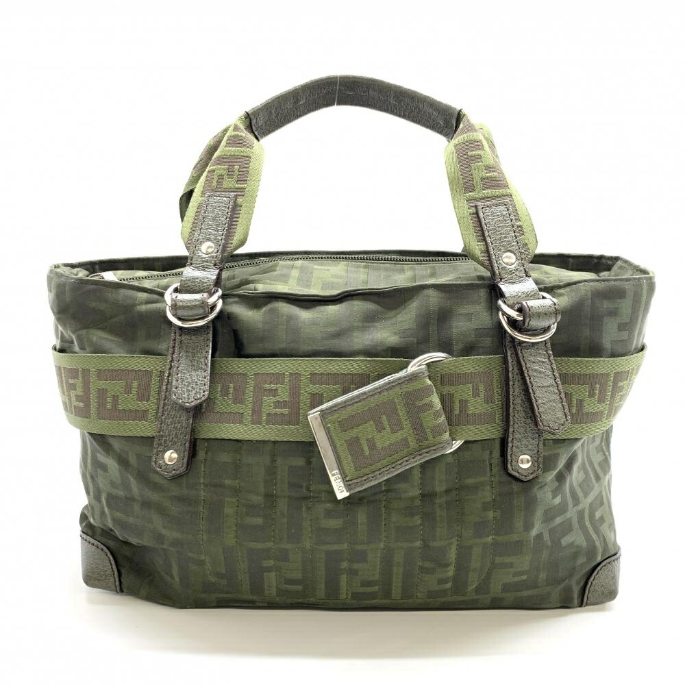 【楽天市場】FENDI フェンディ 8BH143 ナイロン トートバッグ ハンドバッグ FF柄 カーキ グリーン系 ベルトデザイン レディース 管理RT40823：かんてい局名古屋錦三丁目・緑店