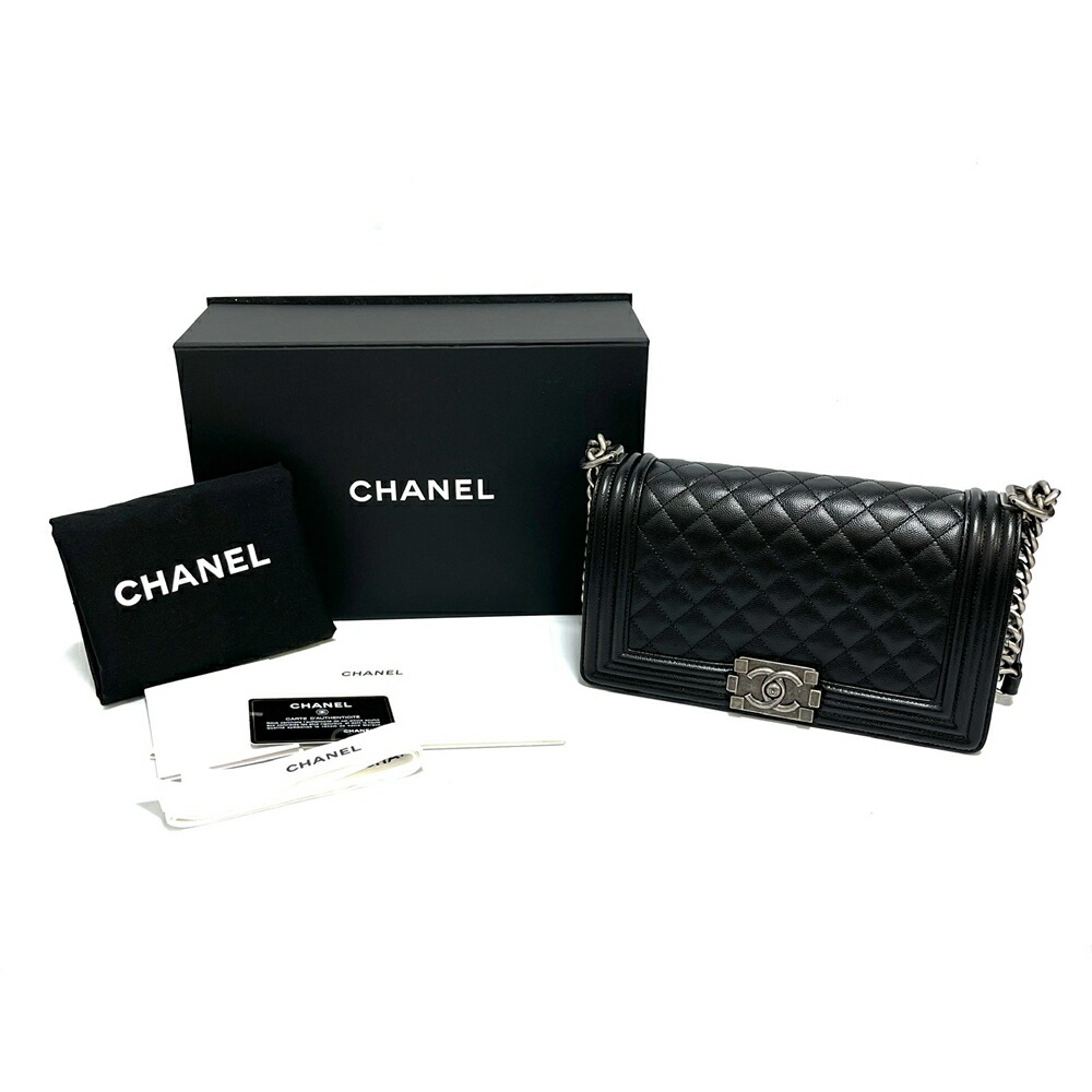 【楽天市場】美品 シャネル【CHANEL】A67086 ボーイシャネルチェーンショルダーバッグ ブラック マトラッセ フラップ開閉 キャビア ...