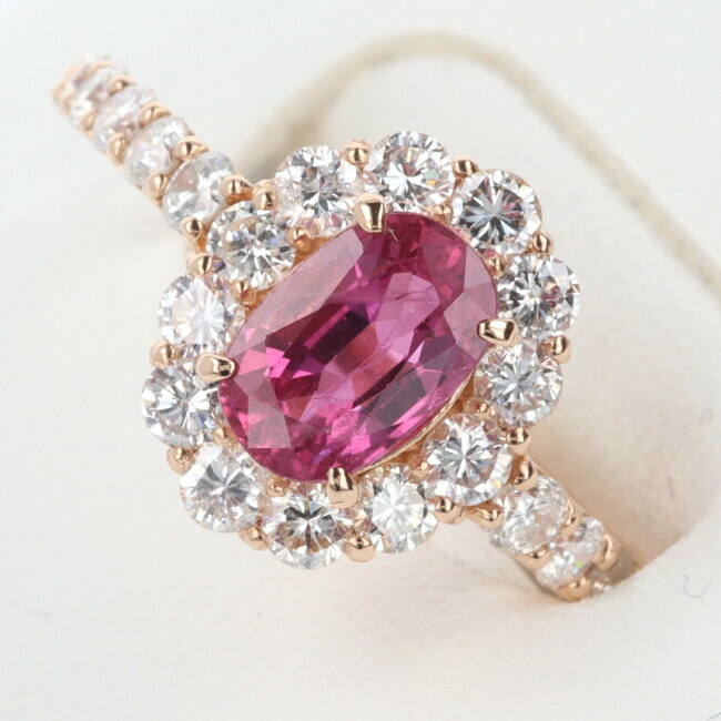 【楽天市場】 K18PG ルビー付きダイヤモンドリング R1.17ct/D0.85ct 約2.6g/約11号 ルビー オーバルカット ゴージャス ギフト プレゼント ピンクゴールド【中古】h ...