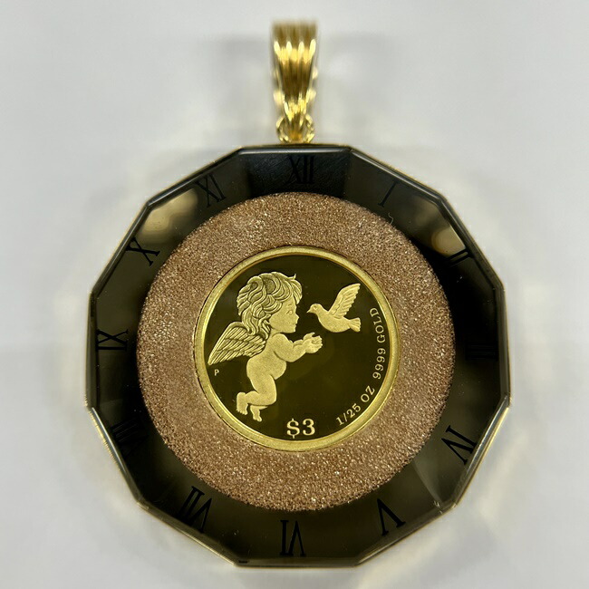 【楽天市場】K24/K18 エンジェルコイン 1/25OZ ツバル 2020年 コイントップ 総重量約11.8g 天使 TUVALU 2020 エリザベス女王 ペンダントトップ 保護ガラス ...