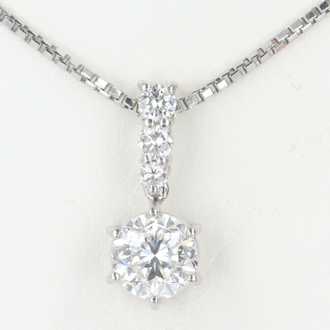 【楽天市場】PT900/850 ダイヤモンドネックレス D1.01ct/MD0.15ct 約45cm/約5.8g 一粒ダイヤ ダイア platinum/プラチナ 豪華 ギフト プレゼント ...