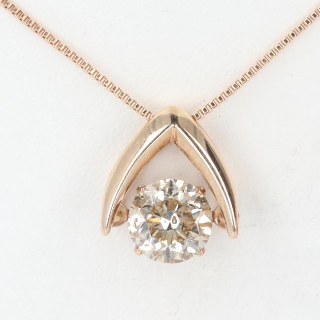 【楽天市場】K18PG ダイヤモンドネックレス D0.62ct 約50cm/約1.9g 一粒/ひとつぶ ダンシングストーン 宝石 ピンク ...